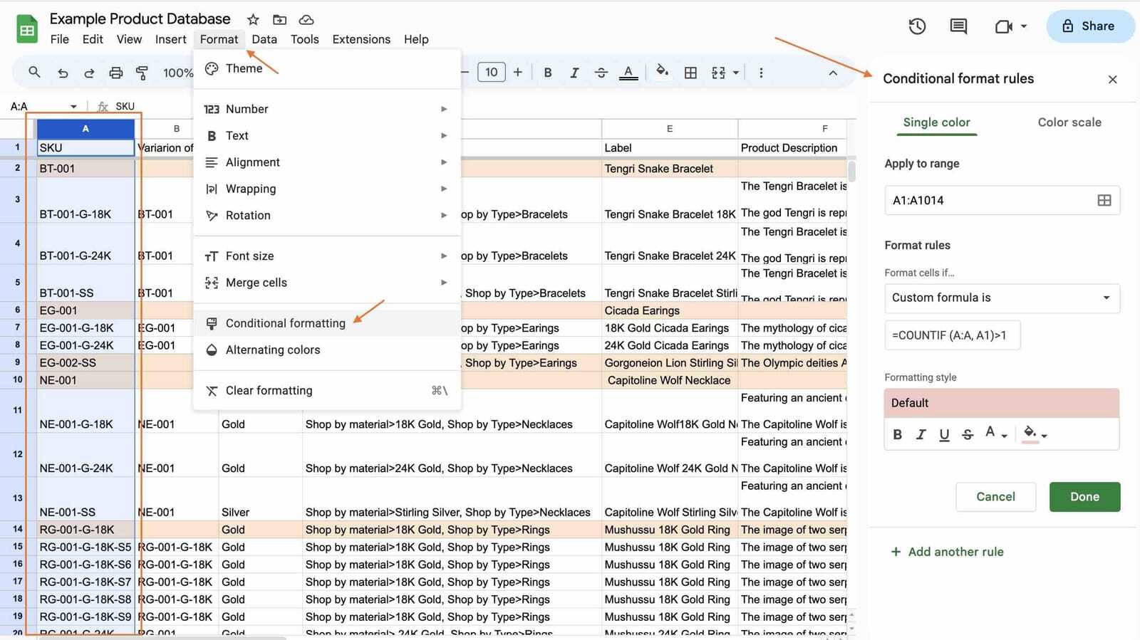 How To Build a Product Database in Spreadsheets